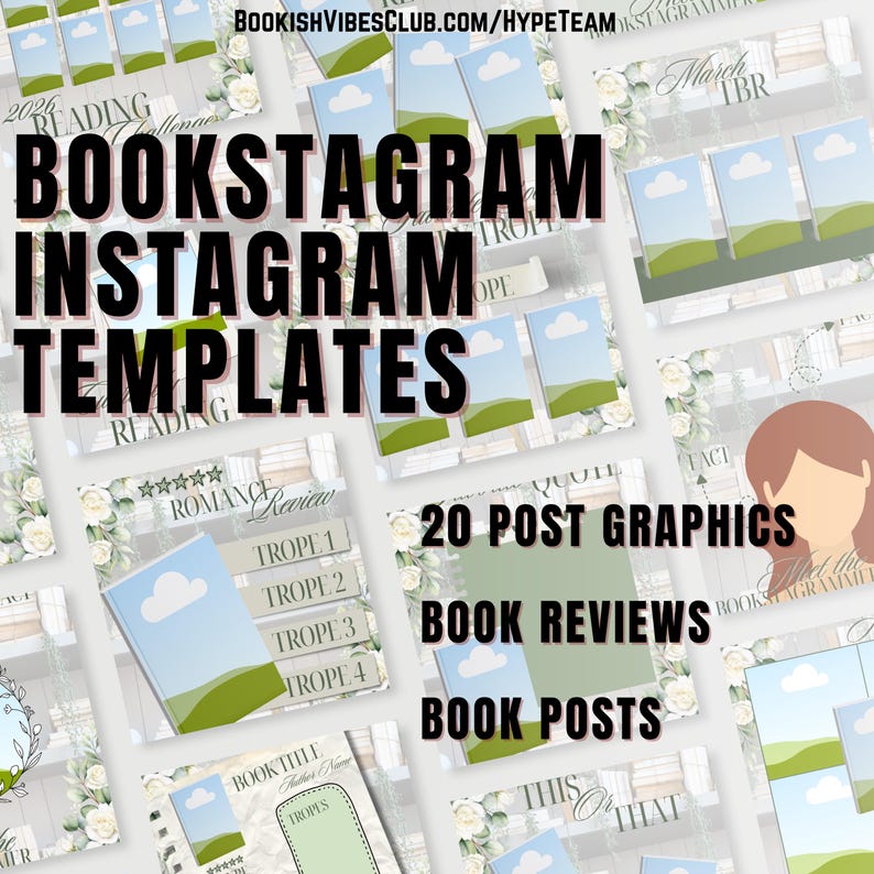 Book Review Templates and Bookstagram Posts - Soft Botanical - Etsy