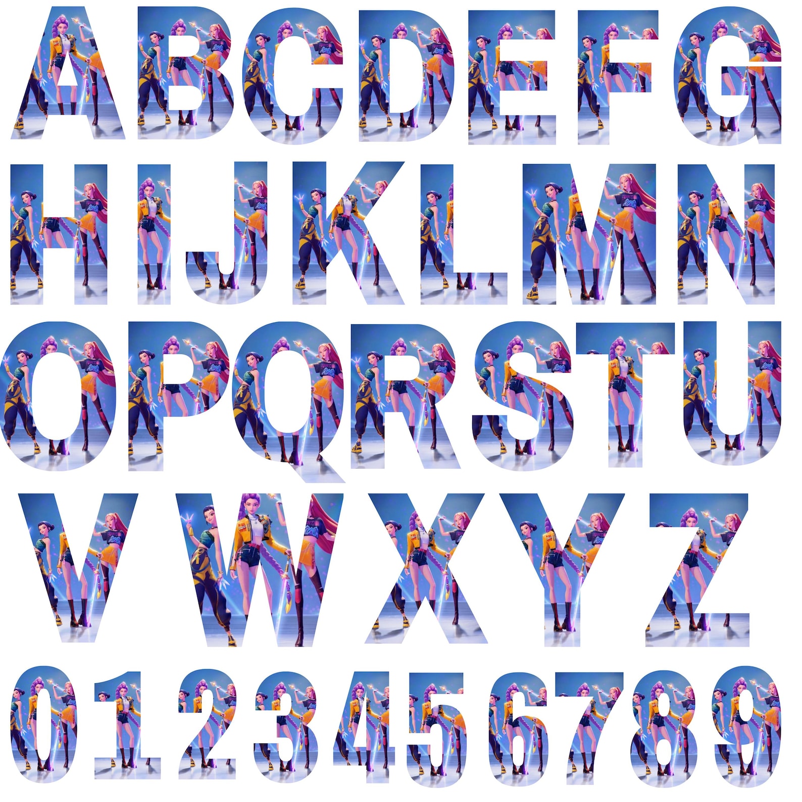 Huntrix Letters Png Bundle, 4 PNG Huntrix Alphabet, Kpop Demon Hunter ...