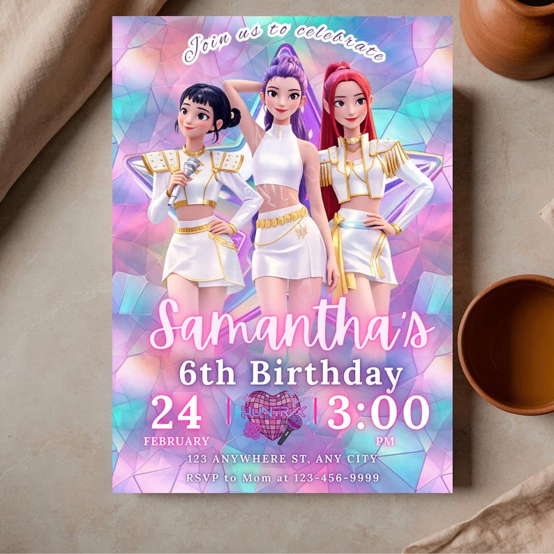 Editable Kpop Demon Hunters Birthday Invitation Template, Editable ...