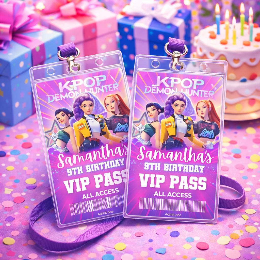 Kpop Demon Hunters VIP Pass Bundle, Huntrix ID Badges, Printable 2 Kpop ...