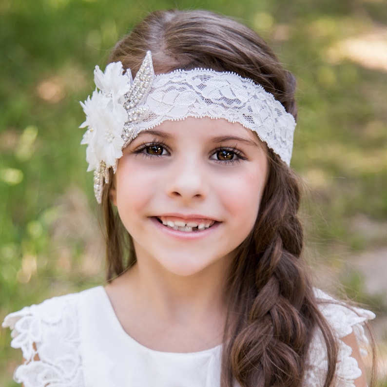 White Baptism Headband, Baptismal Hair Bow, Baby Headband,newborn ...