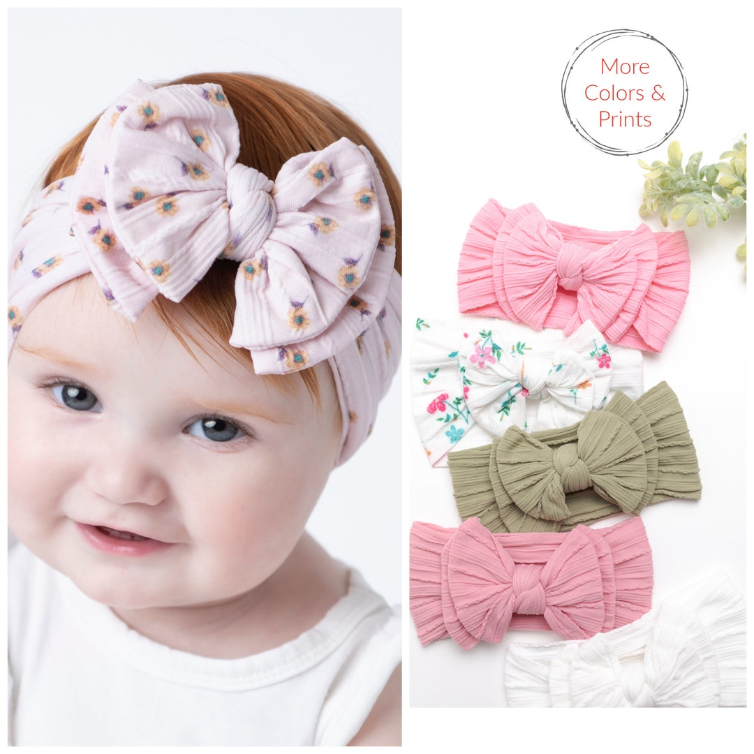 Big Bow Baby Headband, Baby Girls Bows, Baby Turban, Newborn Bow ...