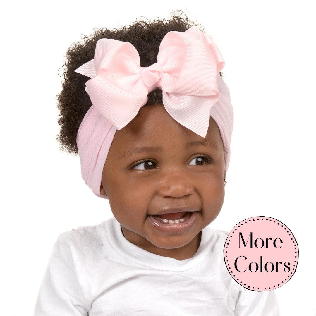 Big Bow Baby Headband, Baby Girl Headbands, Turban Headband, Baby Head ...