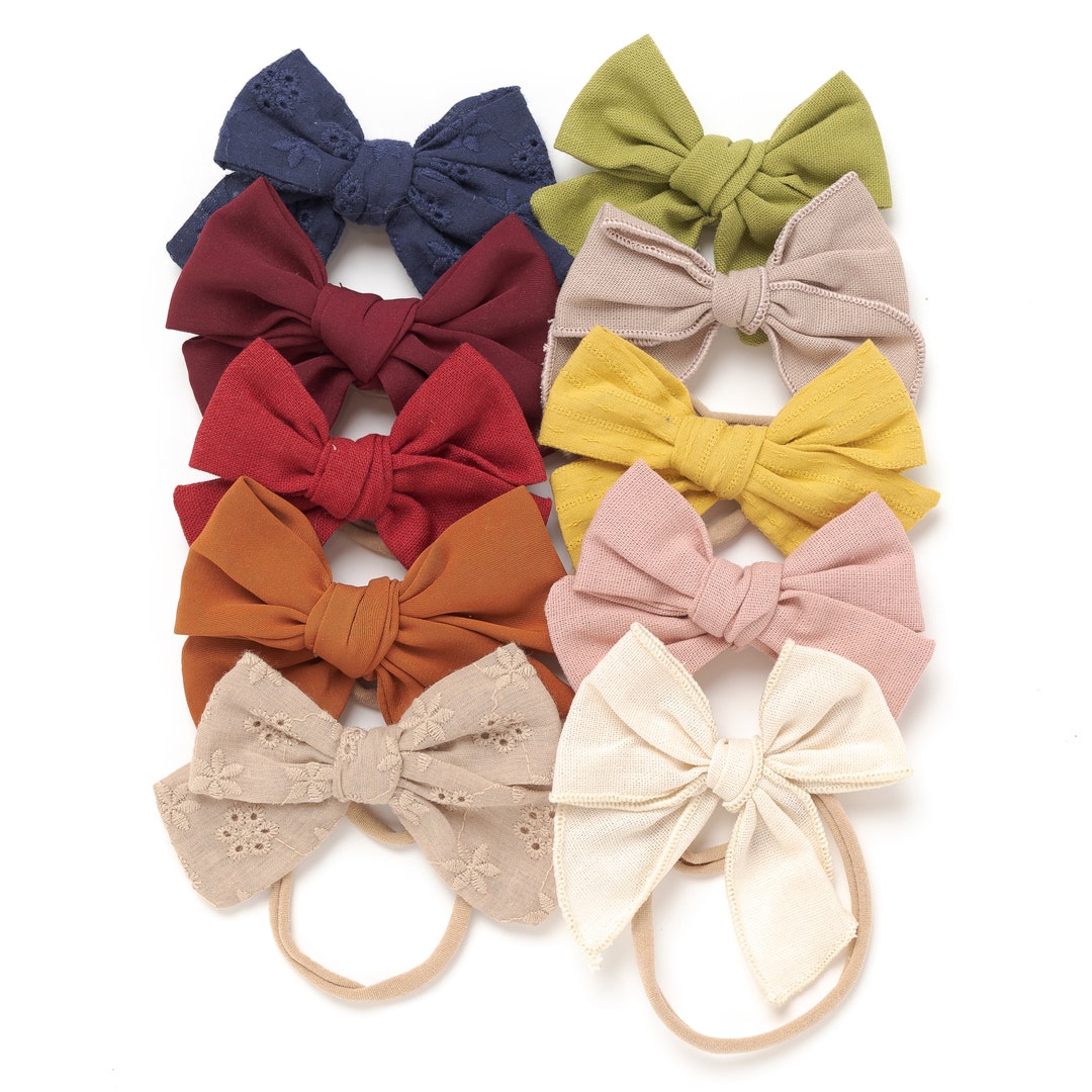 SET 10 Baby Headbands, Baby Girl Bows, Little Girl Bows, Baby Hair ...