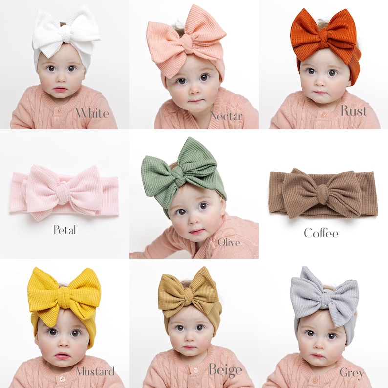 Big Bow Baby Headbands, Baby Girl Hair Bows, Baby Turban, Oversized Bow ...