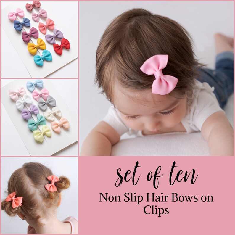 SET of TEN Bows Hair Clip Baby Toddler Hair Bows Clips Baby - Etsy