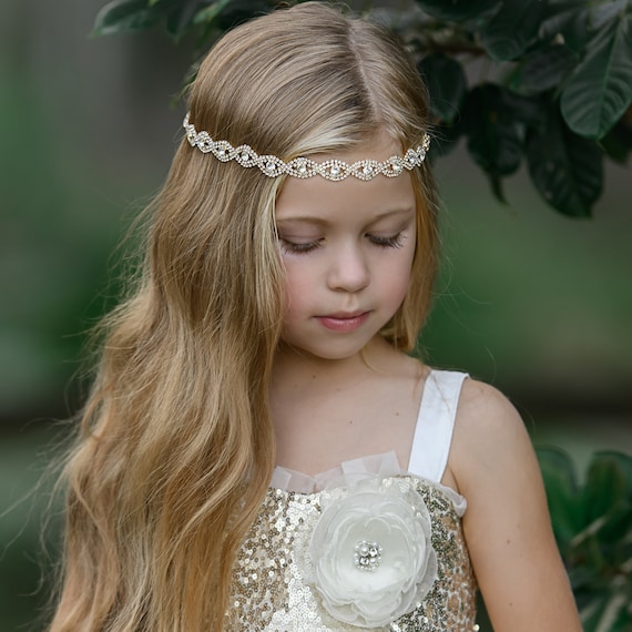 Rhinestone Headbandflower Girl Headband Crystal Headband - Etsy