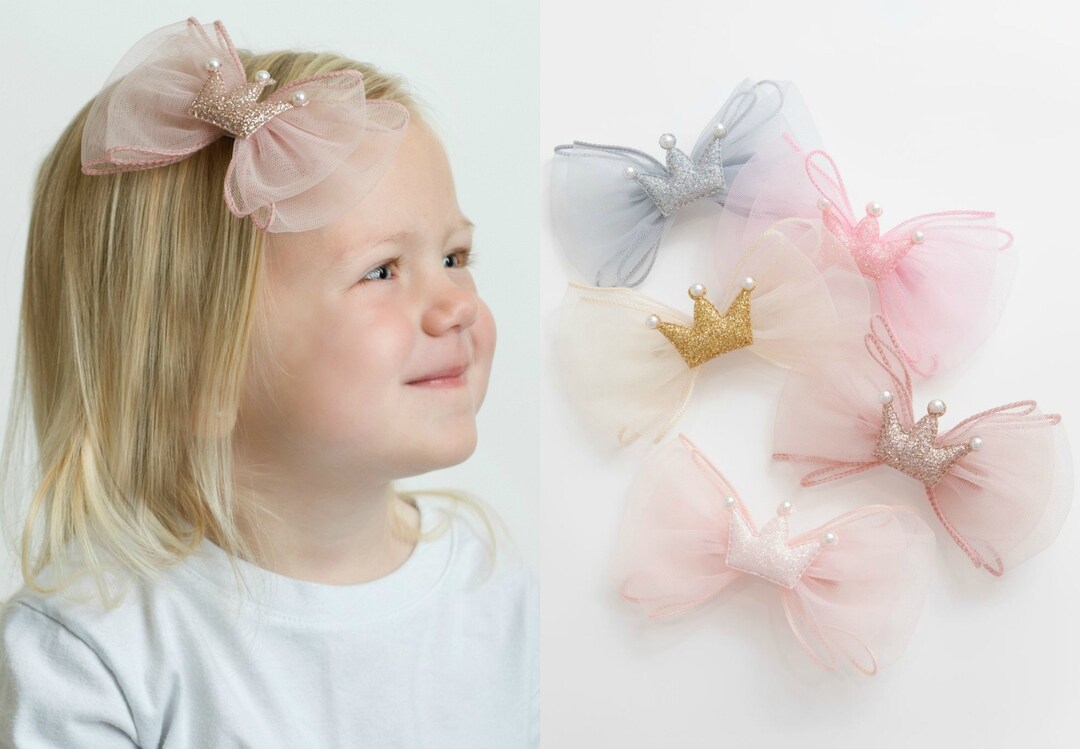 Girls Hair Bows, Birthday Hair Bow, Birthday Crown Hair Bow, Toddler ...