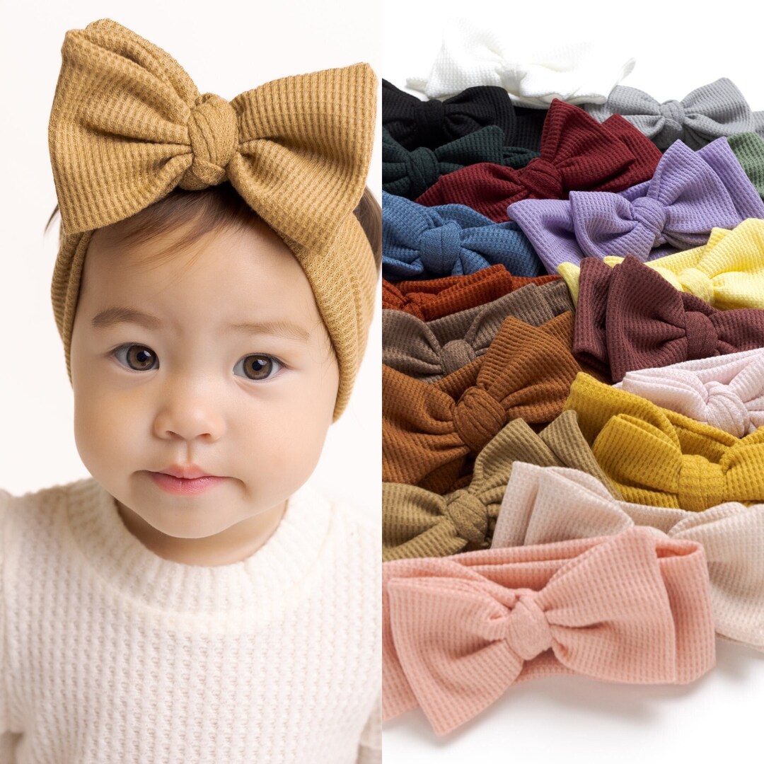 Big Bow Baby Headbands, Baby Girl Hair Bows, Baby Turban, Oversized Bow ...