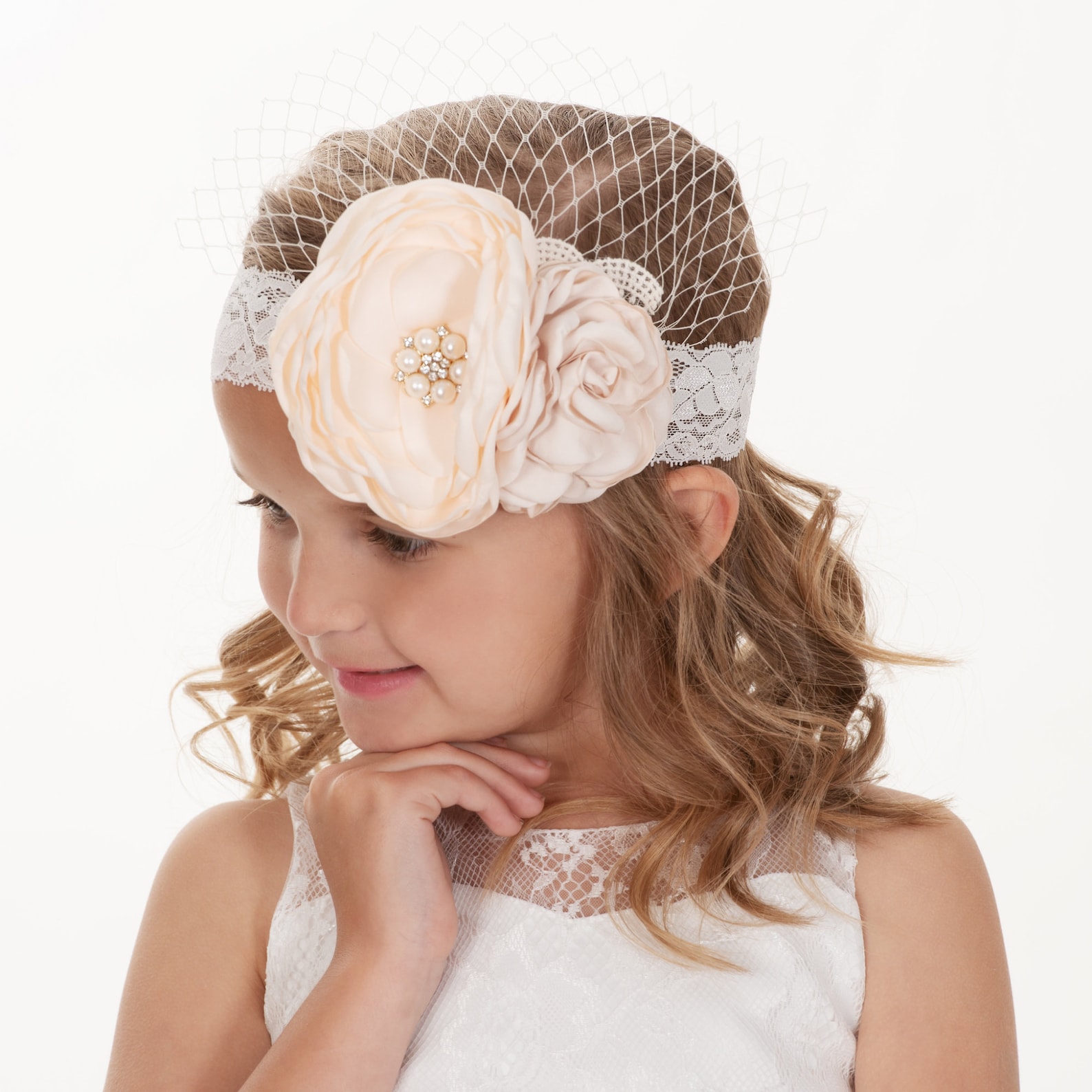 Ivory Vintage Headband, Girl Couture Headband, Lace Bird Cage Headband ...