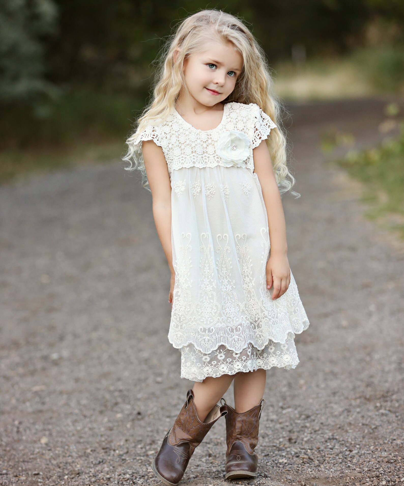 Lace Flower Girl Dressflower Girl Dressescountry Rustic Lace Etsy