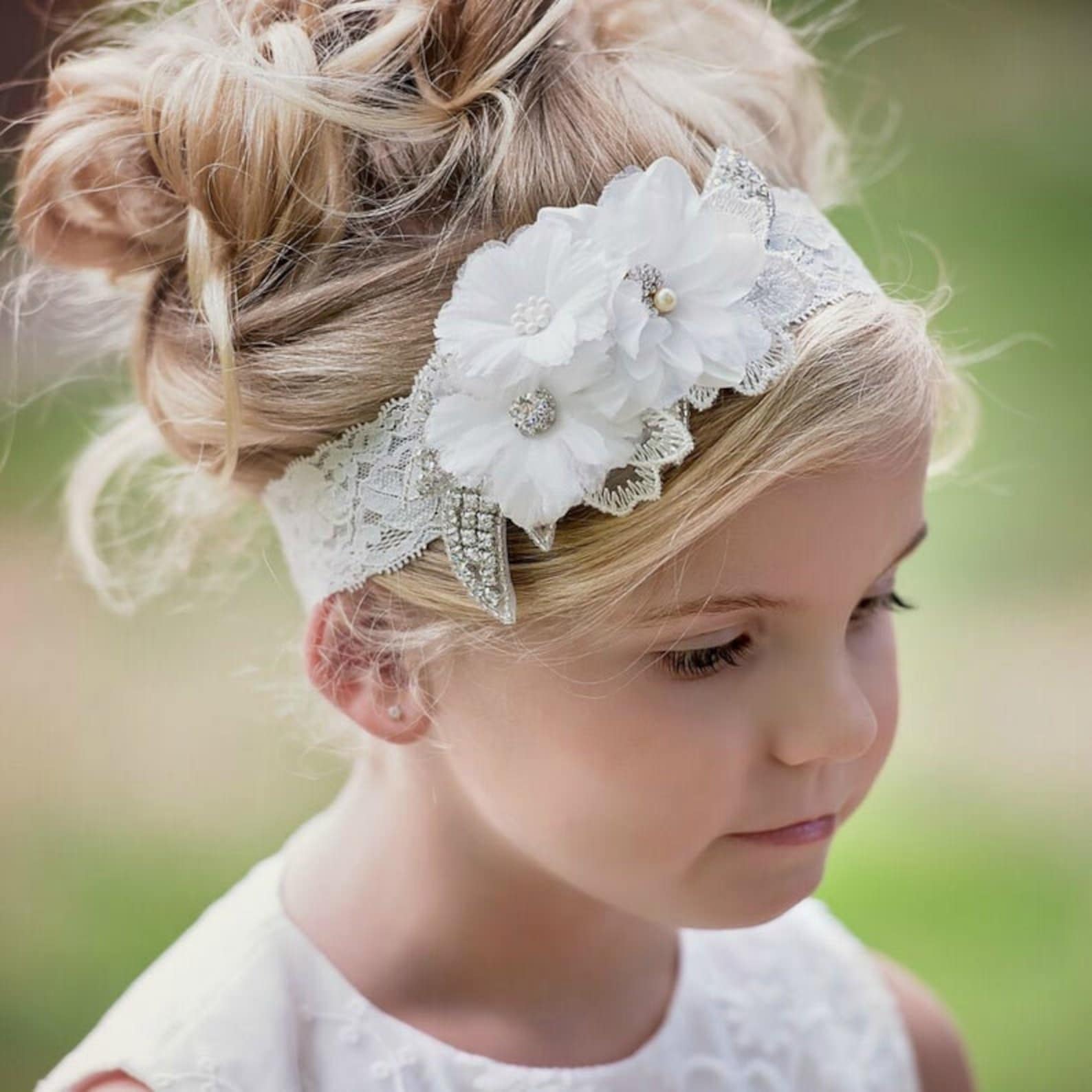 White Baptism Headband, Baptismal Hair Bow, Baby Headband,newborn ...
