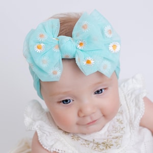 Baby Girl Tulle Bow Headband, Baby Girl Bows, Newborn Girl Headbands ...