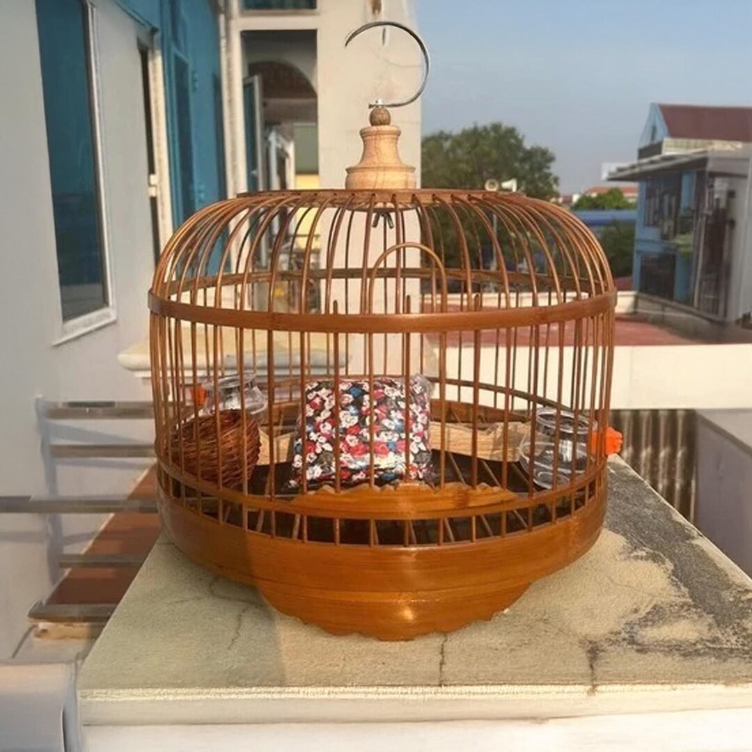 Handmade Bamboo Bird Cage: Asian Garden Decor, Small Bird Aviary - Etsy