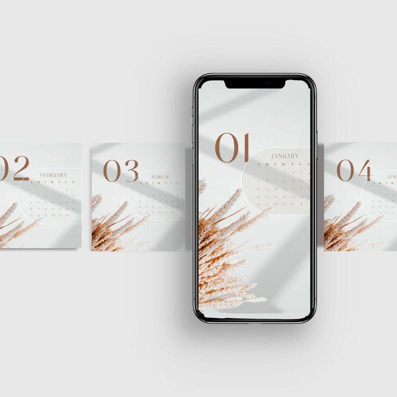 2025 Minimalist iPhone Calendar Wallpaper Pack – 12 Month Digital ...