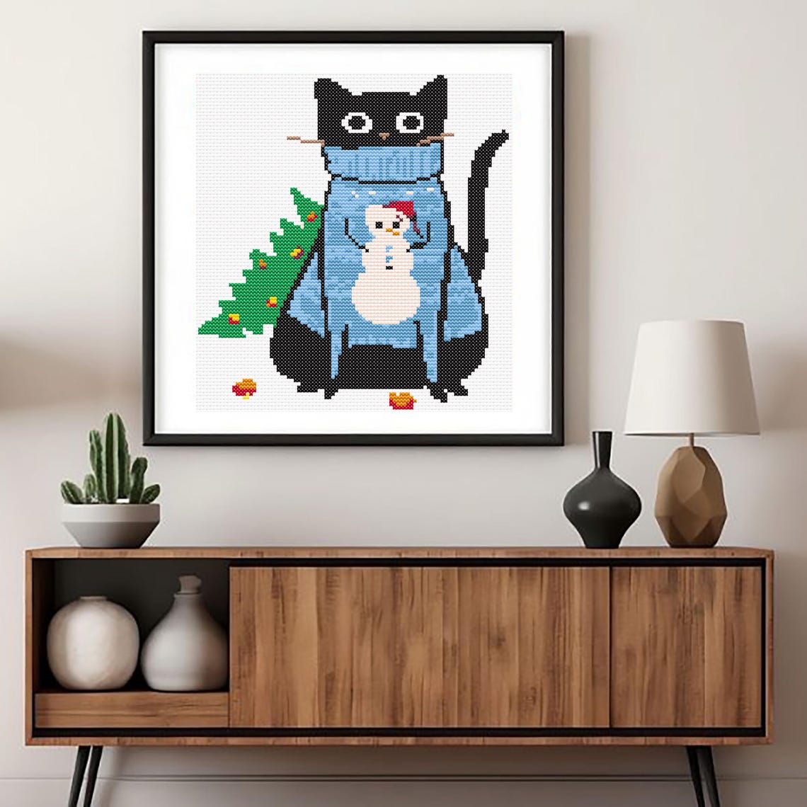 Funny Christmas Cat Cross Stitch Pattern Set: Holiday Black Cats ...