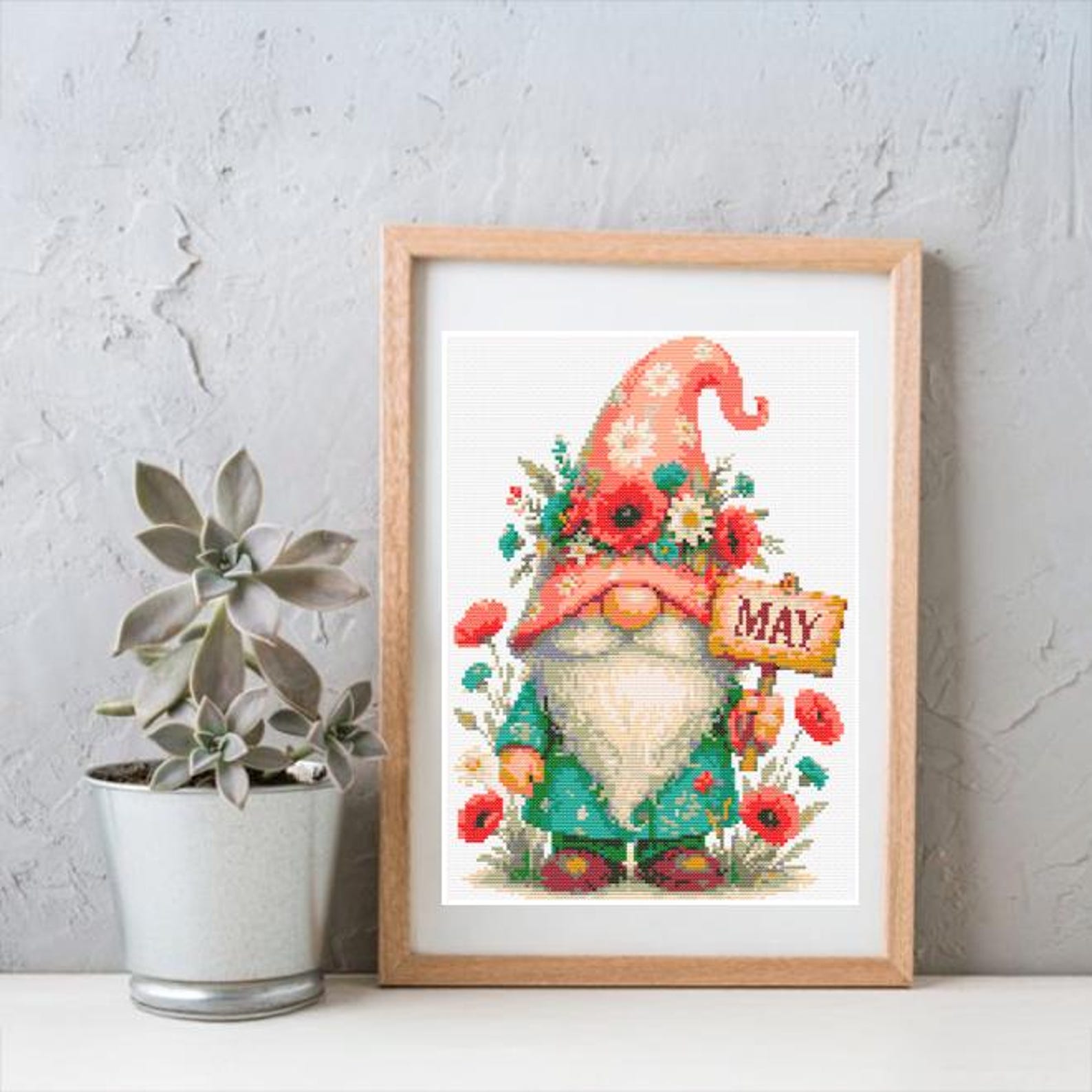 Monthly Gnomes Cross Stitch Pattern Set: 12 Seasonal Embroidery Designs ...