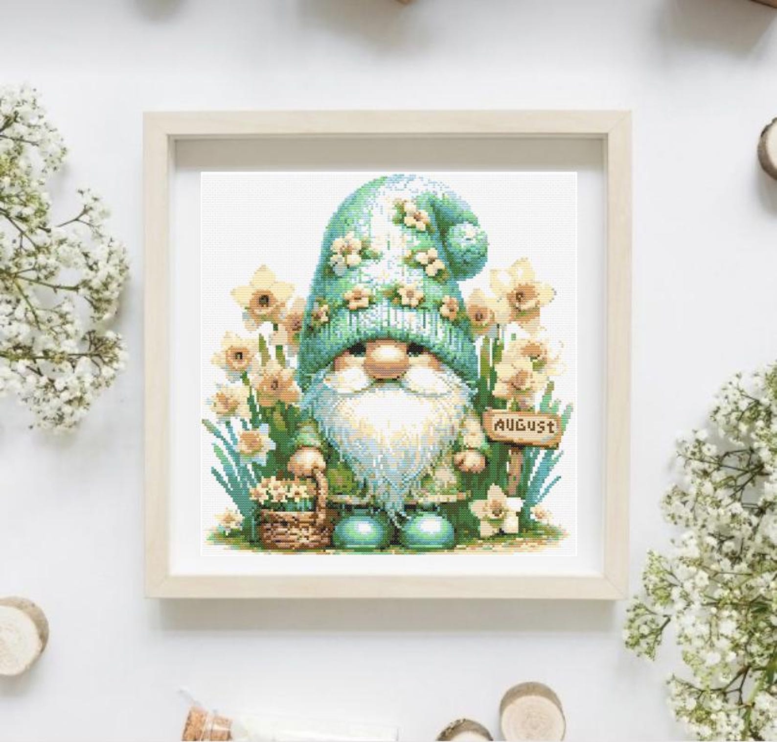 Monthly Gnomes Cross Stitch Pattern Set: 12 Seasonal Embroidery Designs ...