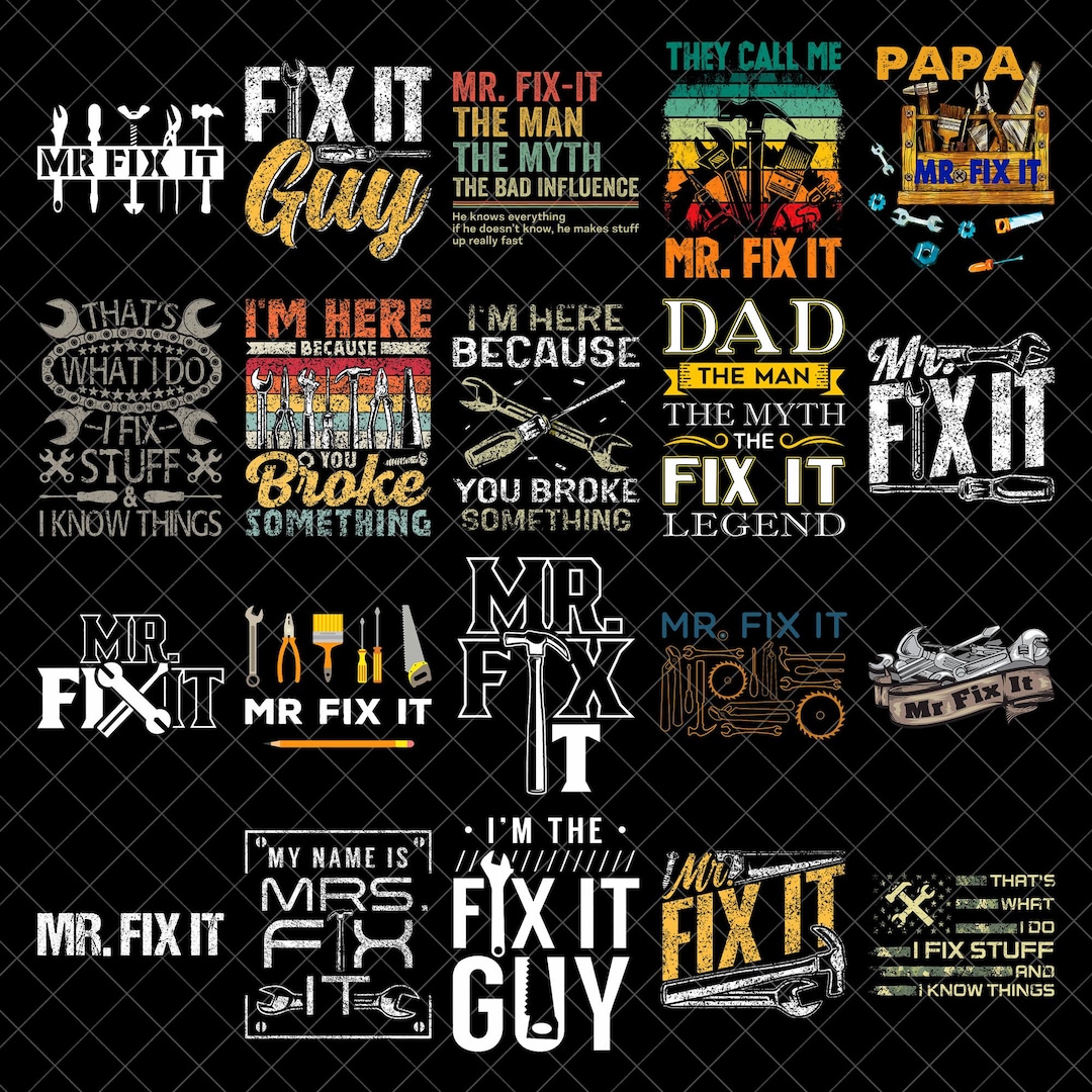Mr Fix It PNG Bundle for Dad, Funny Tool Quotes Sublimation, Handyman ...