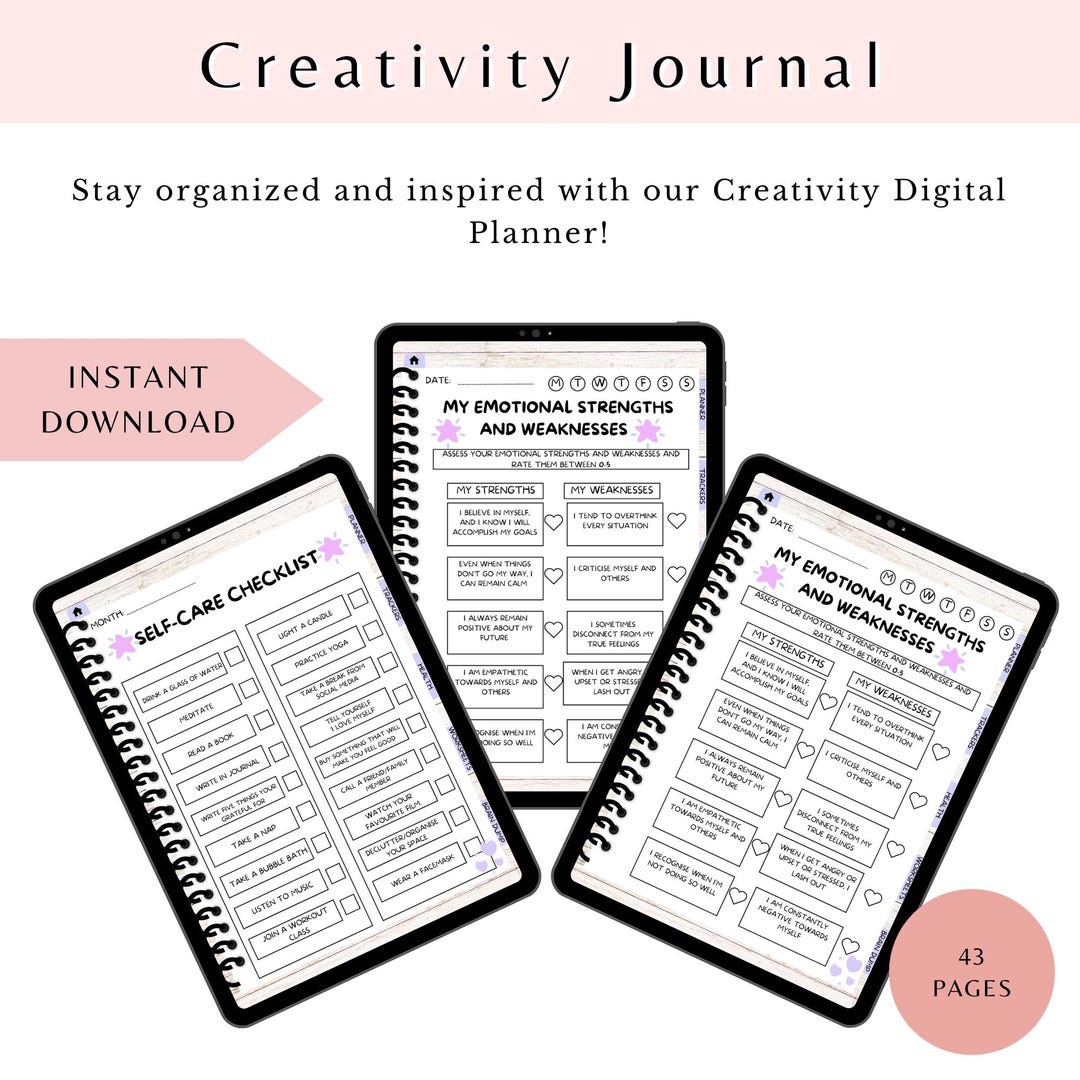 Creativity Digital Planner - Printable PDF for Productivity, Mental ...