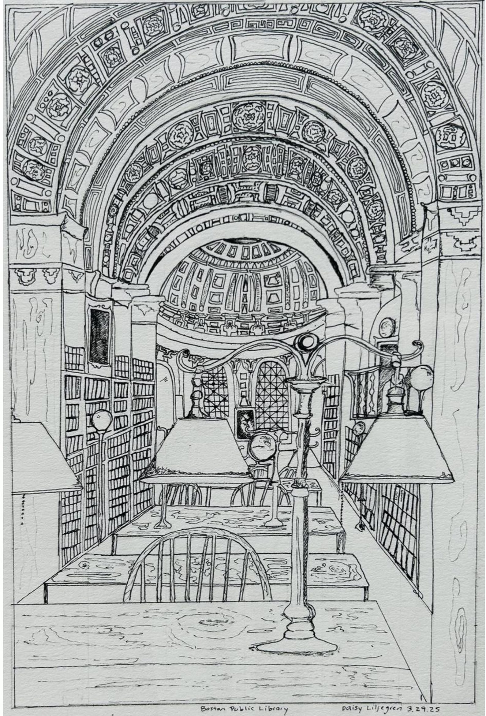 Boston Public Library Art Print 8.5x11" - Etsy