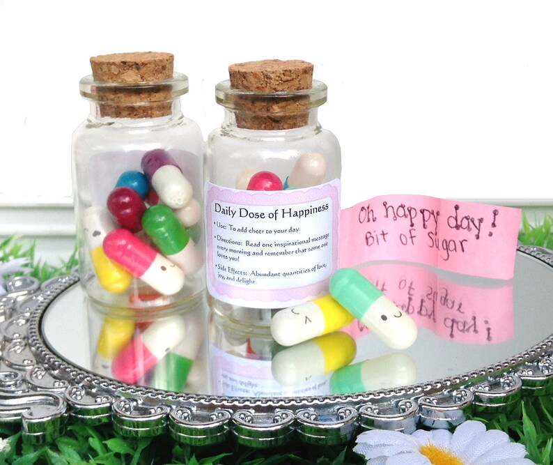 Kawaii Happy Pill Gift Cute Message in a Bottle Happy Face | Etsy