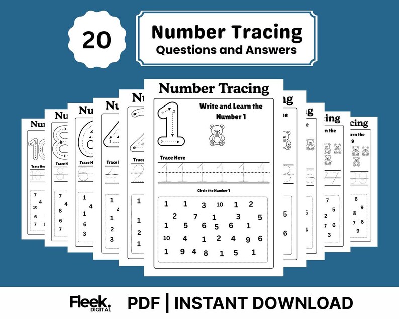 Number Tracing Worksheets 1-10 – Preschool & Kindergarten (printable ...