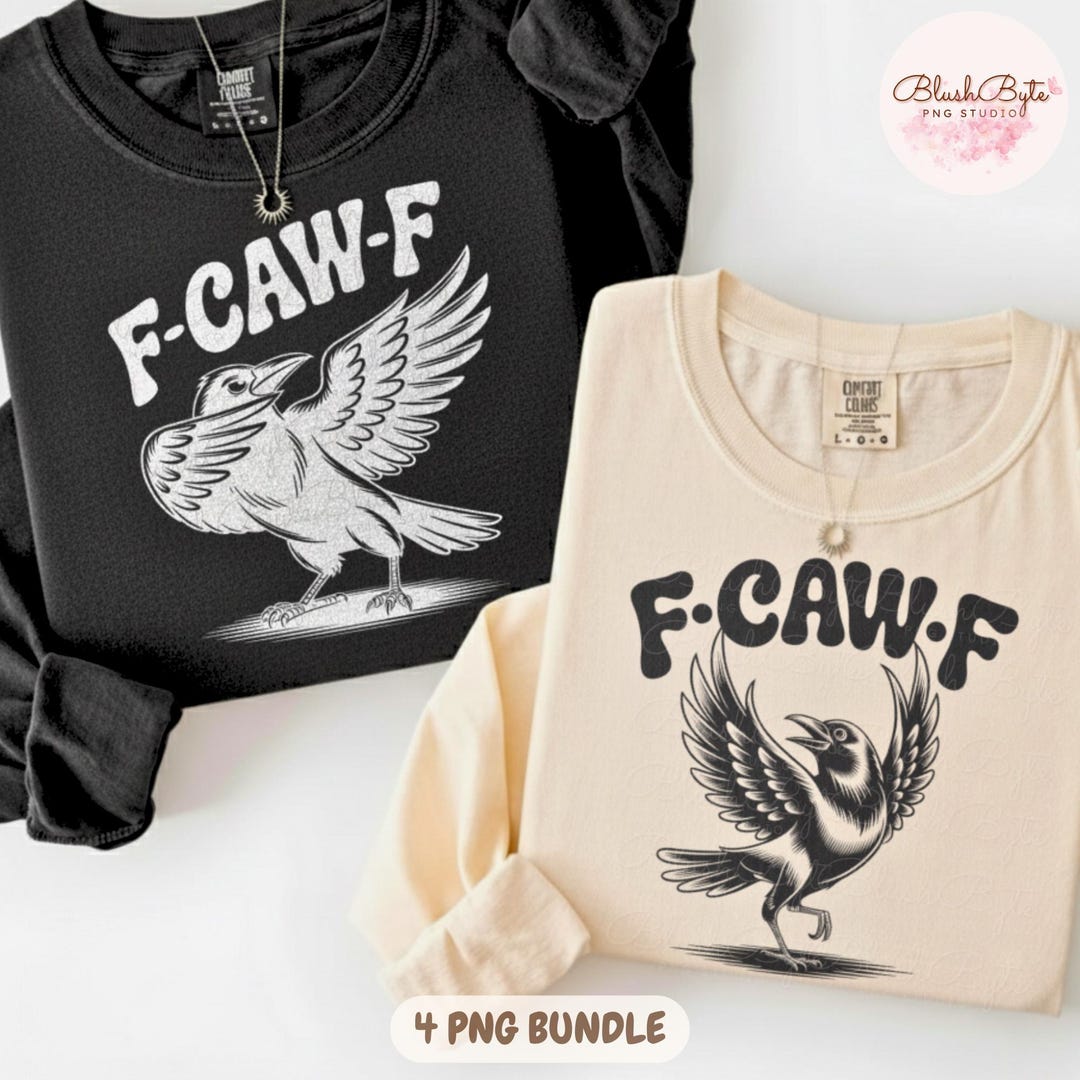 2 F-caw-f Funny Raven PNG Bundle, Dab Pose Sarcastic Crow Clipart, Dark ...