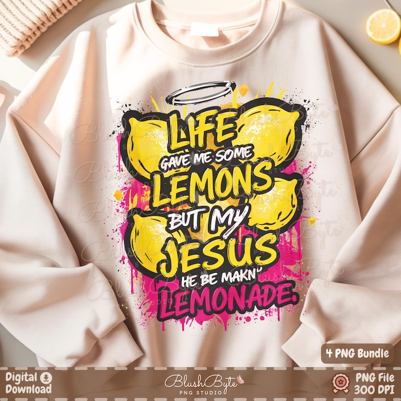 Lemonade Jesus PNG Bundle: Christian Graffiti Shirt Design, 4 Color ...