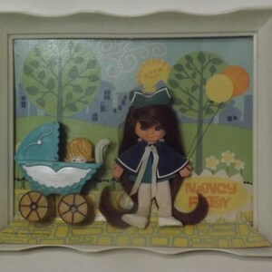 Vintage Flatsy Doll, Nurse Nancy, Doll With Stroller, Original Frame ...