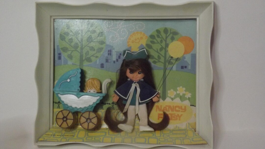 Vintage Flatsy Doll, Nurse Nancy, Doll With Stroller, Original Frame ...