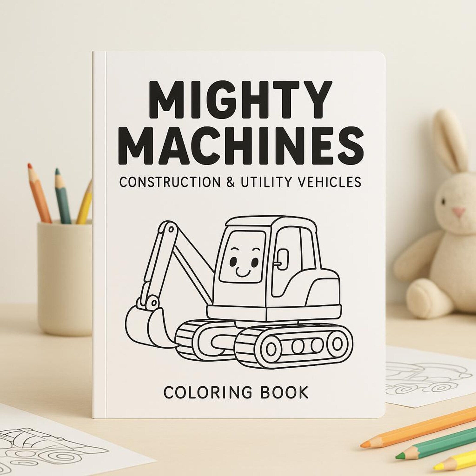 Construction Vehicles Coloring Book for Kids – 15 Pages of Fun Utility ...