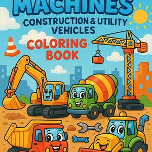 Construction Vehicles Coloring Book for Kids – 15 Pages of Fun Utility ...