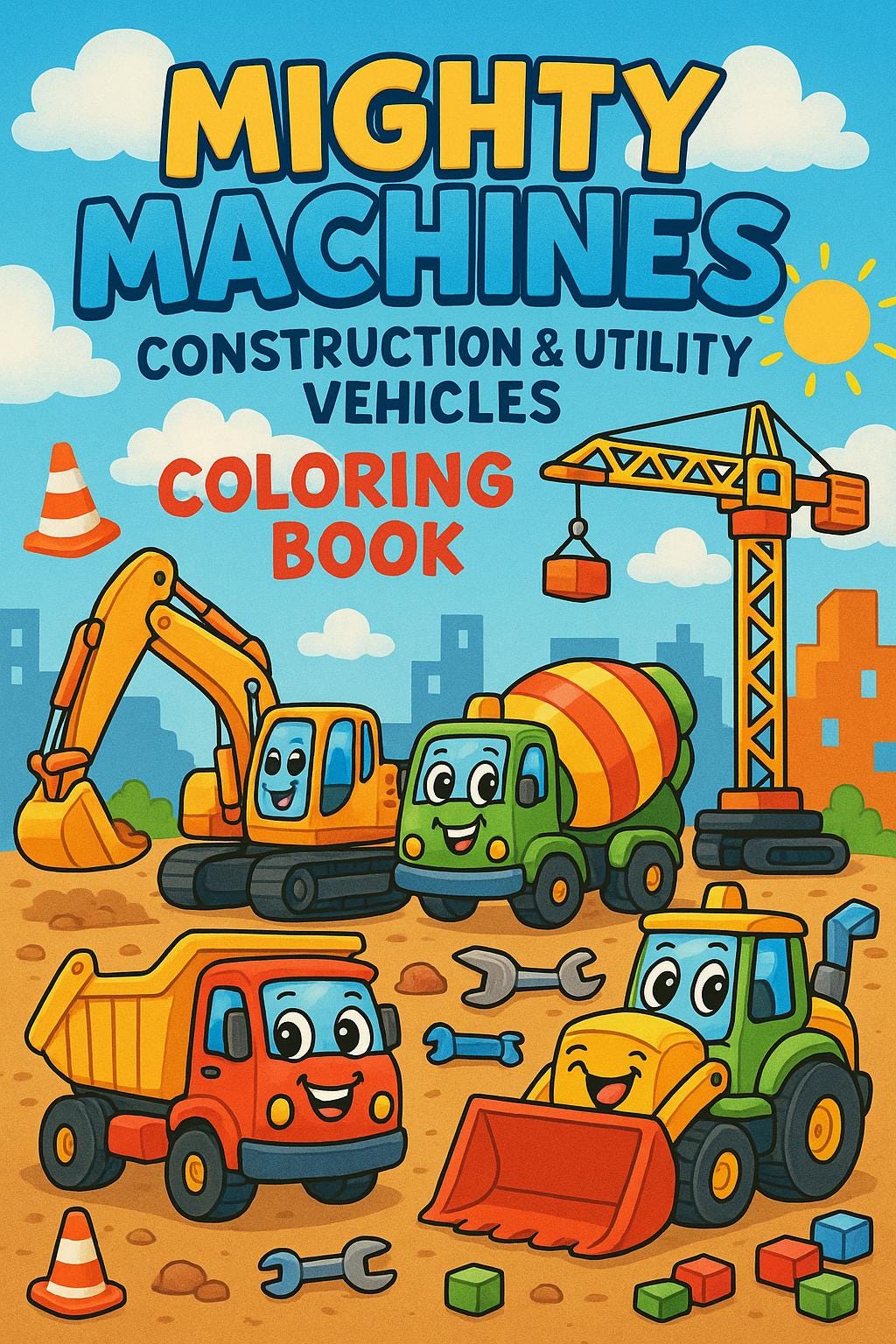 Construction Vehicles Coloring Book for Kids – 15 Pages of Fun Utility ...