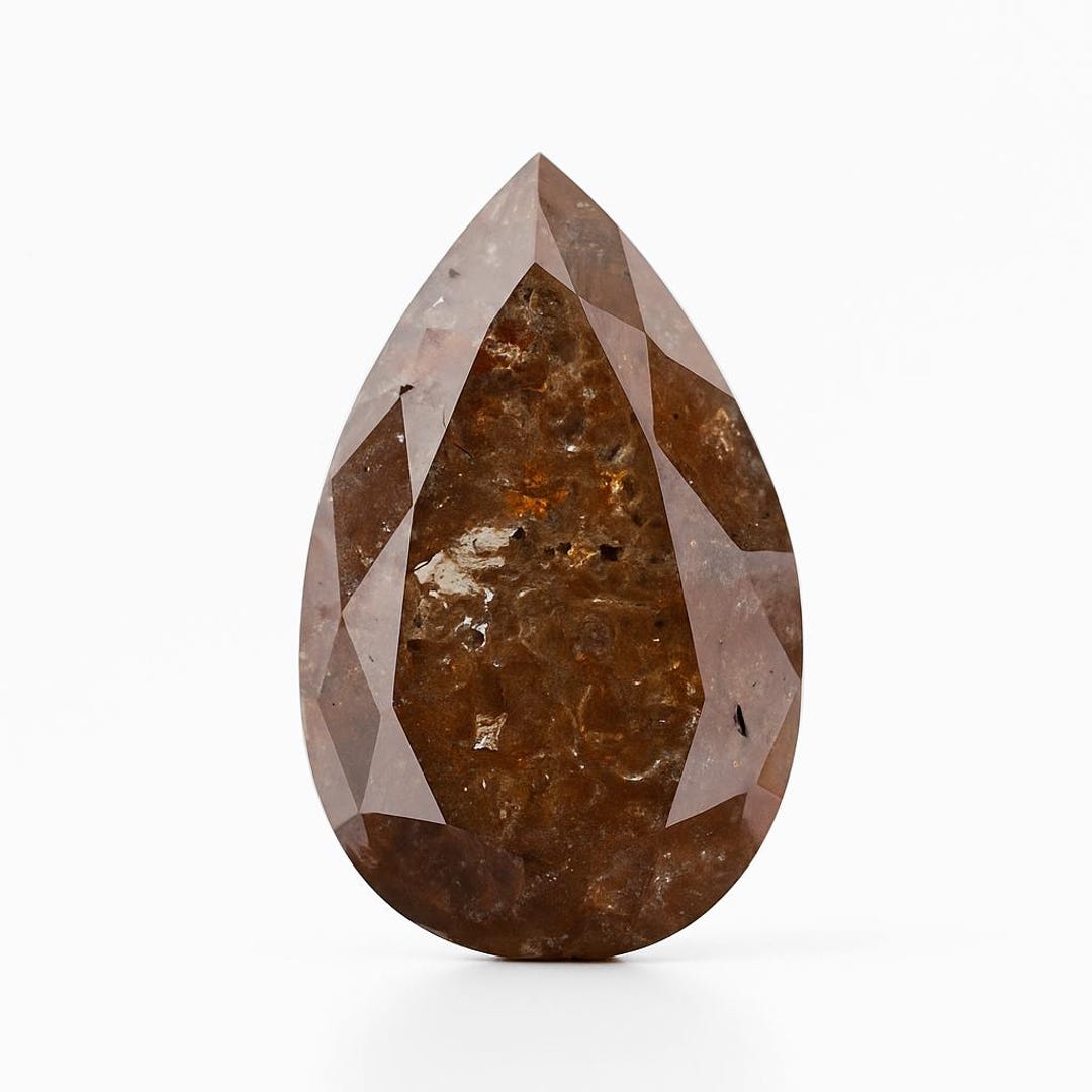 Natural Rustic Diamond | Teardrop Pear Cut | Earthy Cinnamon Brown ...
