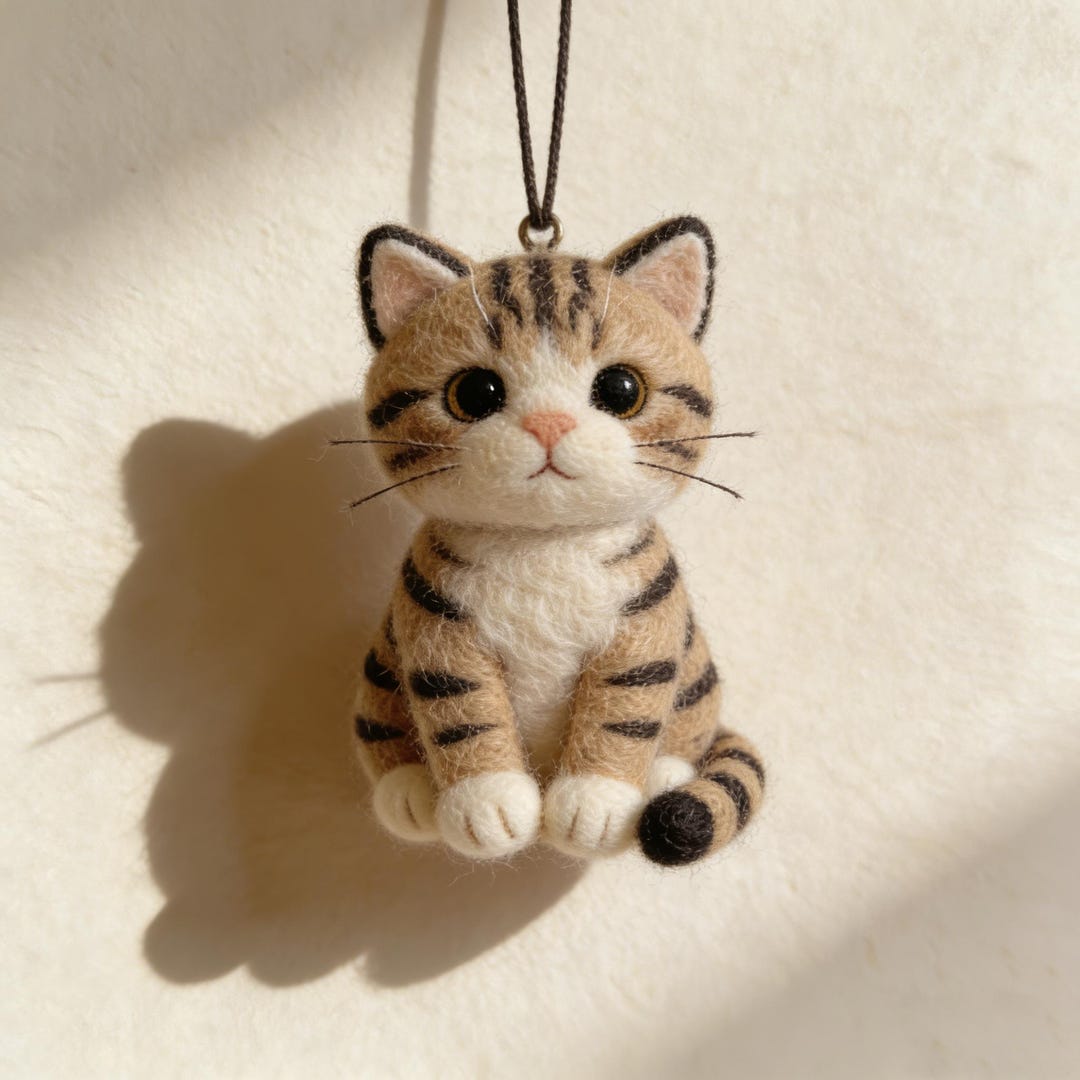Tiger Cat Hanging Decor Handmade Needle Felted Tabby Cat Ornament Pet ...
