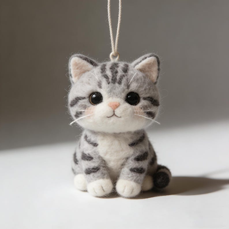 Tiger Cat Hanging Decor Handmade Needle Felted Tabby Cat Ornament Pet ...
