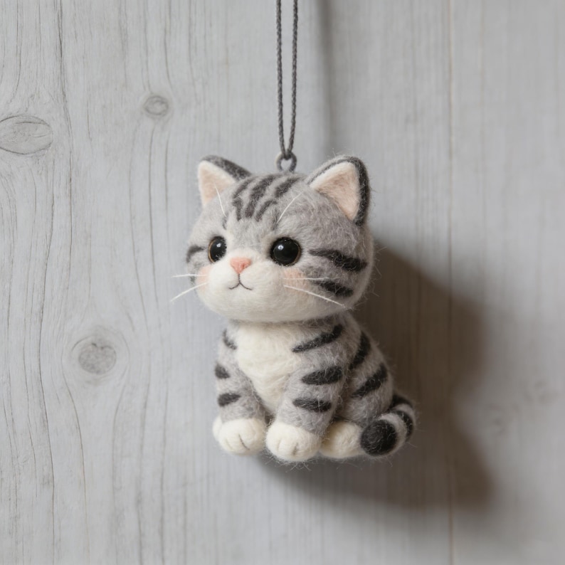 Tiger Cat Hanging Decor Handmade Needle Felted Tabby Cat Ornament Pet ...