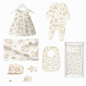 Watercolor Sleeping Sheep Seamless Pattern: Nursery Decor (PNG JPG ...