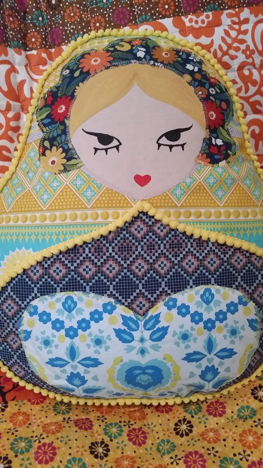 Matryoshka Applique Pillow- Unique Slavic Folk Russian Nesting Doll ...