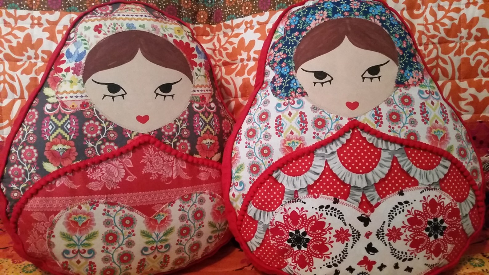 Matryoshka Applique Pillow- Unique Slavic Folk Russian Nesting Doll ...