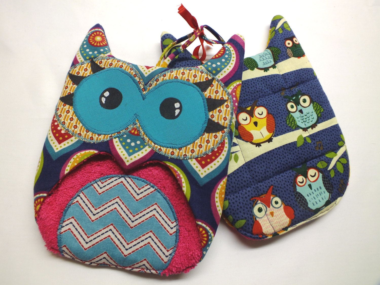 Owl Applique Pot Holders - Unique Folk Kitchen Decor - Etsy