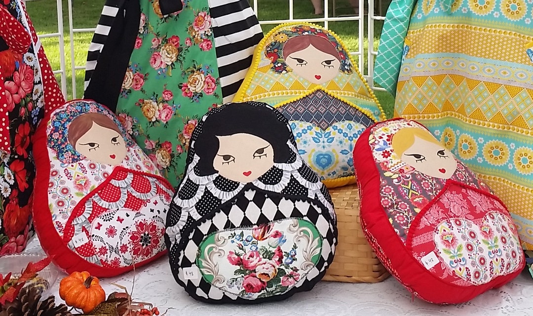 Matryoshka Applique Pillow- Unique Slavic Folk Russian Nesting Doll ...