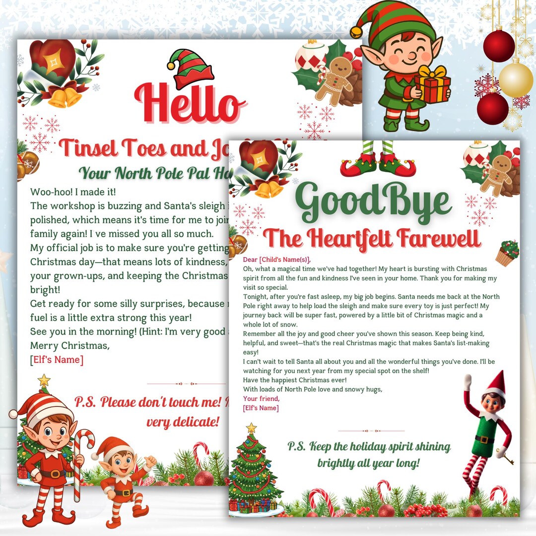 Editable Elf Arrival & Goodbye Letter | Printable Canva Template ...