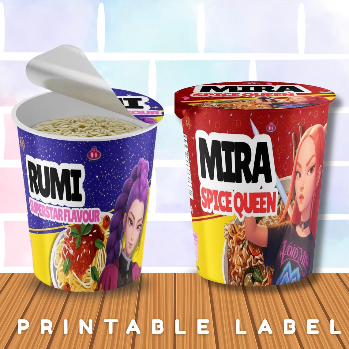 Kpop Cup Noodle Labels, Spicy Ramen Anime Gift (digital Download) - Etsy