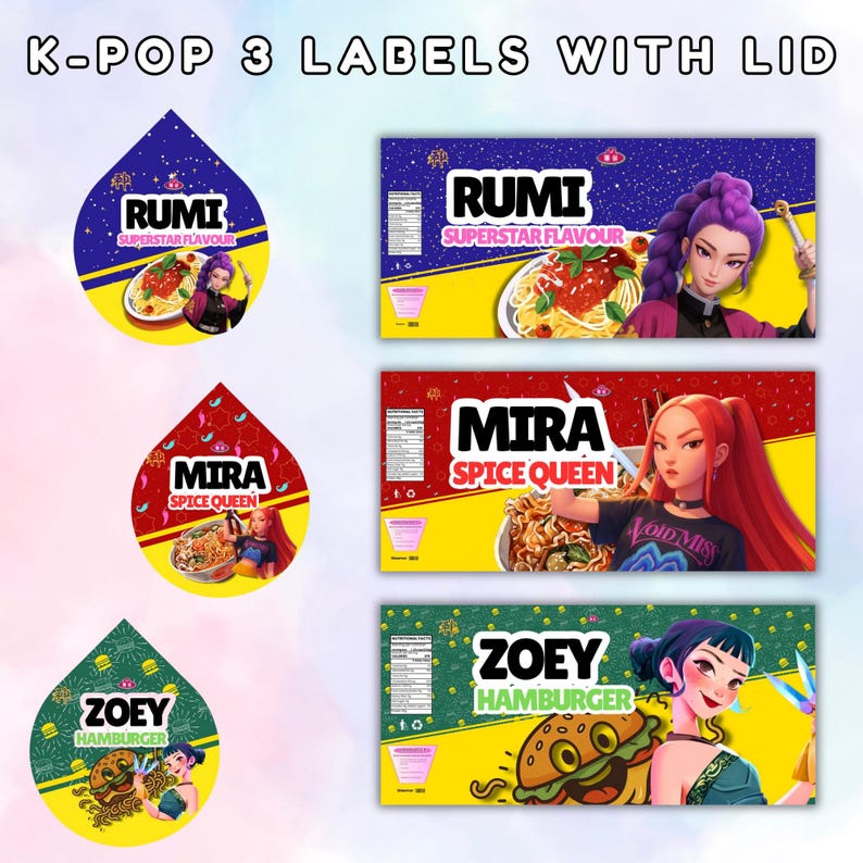 Kpop Cup Noodle Labels, Spicy Ramen Anime Gift (digital Download) - Etsy