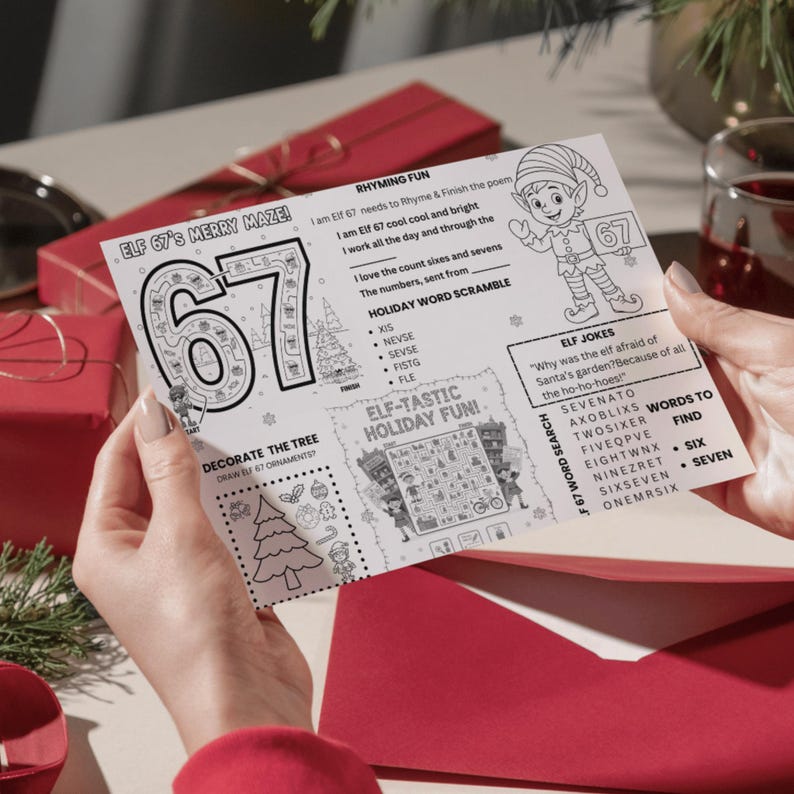 Elf Activity Sheet | Christmas Maze, Word Scramble (printable PDF) - Etsy