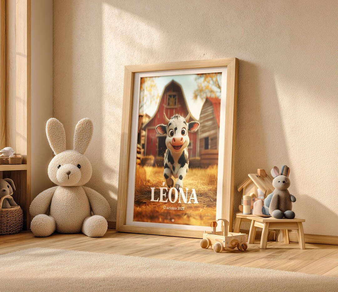Customizable Cow Poster for Children's Room - Farm Animals - Farm ...