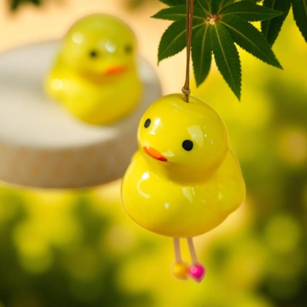 Handmade Ceramic Wind Chime | Cute Yellow Duck Design to Add Color and ...