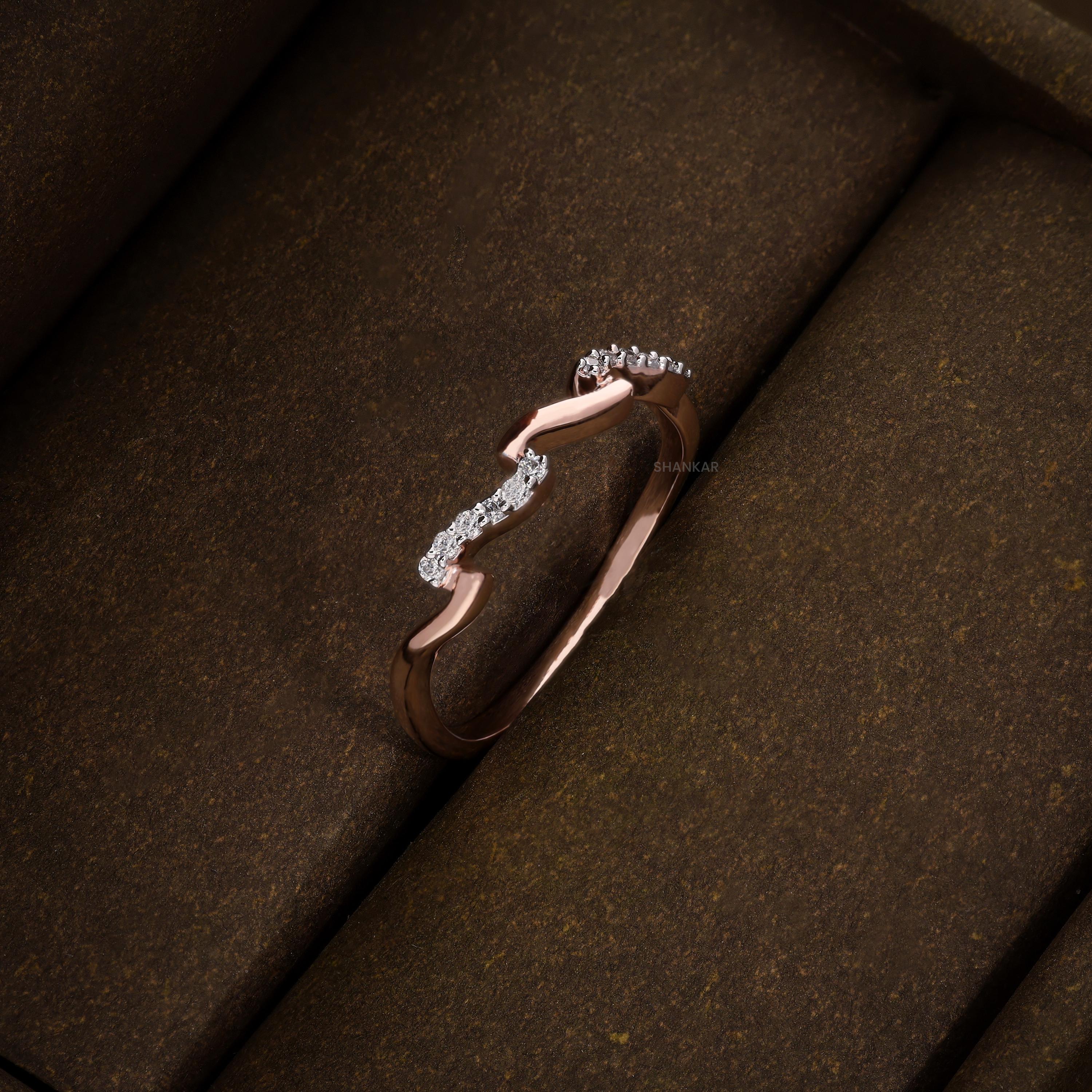 Lab Grown Diamond Zigzag Ring: 14k Gold Wavy Wedding Band - Etsy